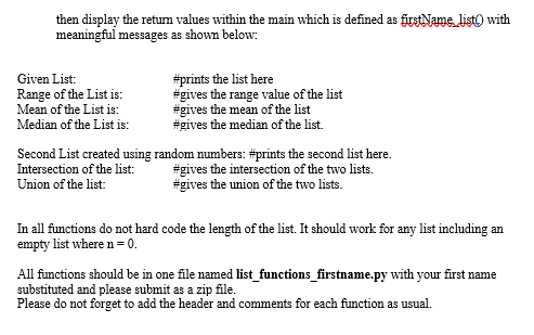 Solved ist Operations: Write the following functions in | Chegg.com