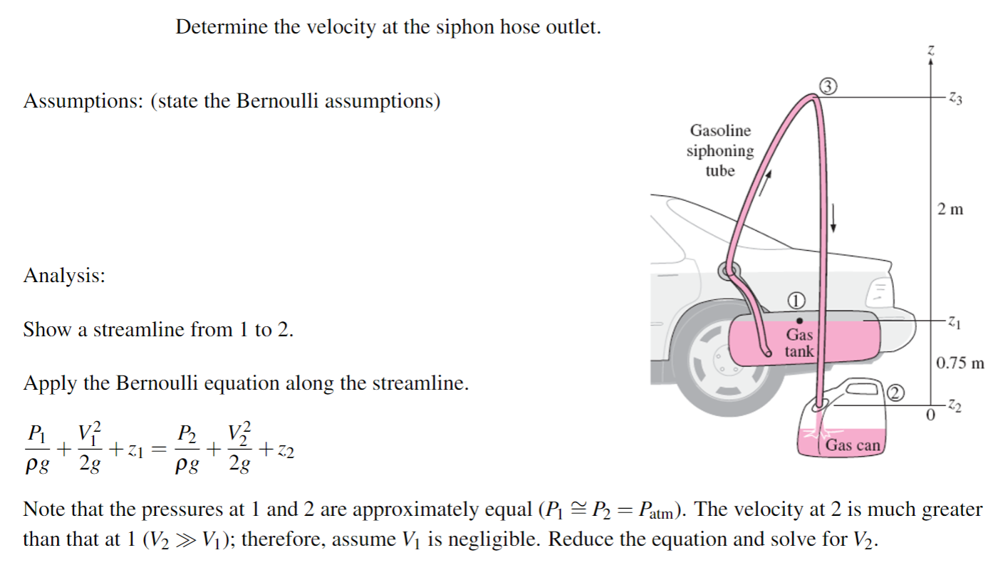 Solved Determine the velocity at the siphon hose outlet. | Chegg.com
