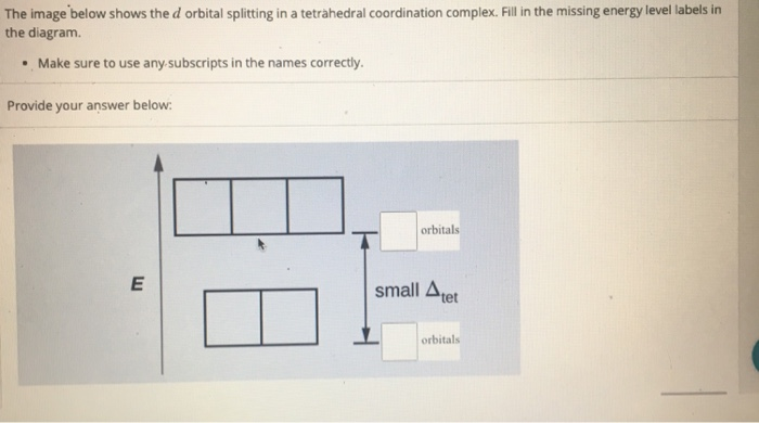 Solved The image below shows the d orbital splitting in a | Chegg.com