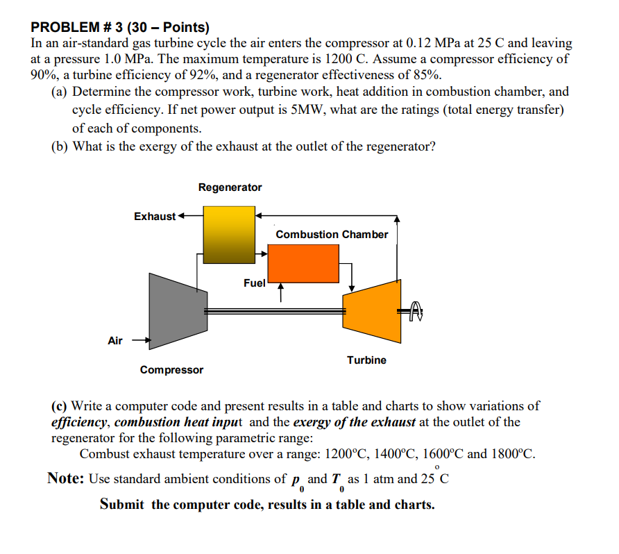 PROBLEM \# 3 (30 - Points) In an air-standard gas | Chegg.com