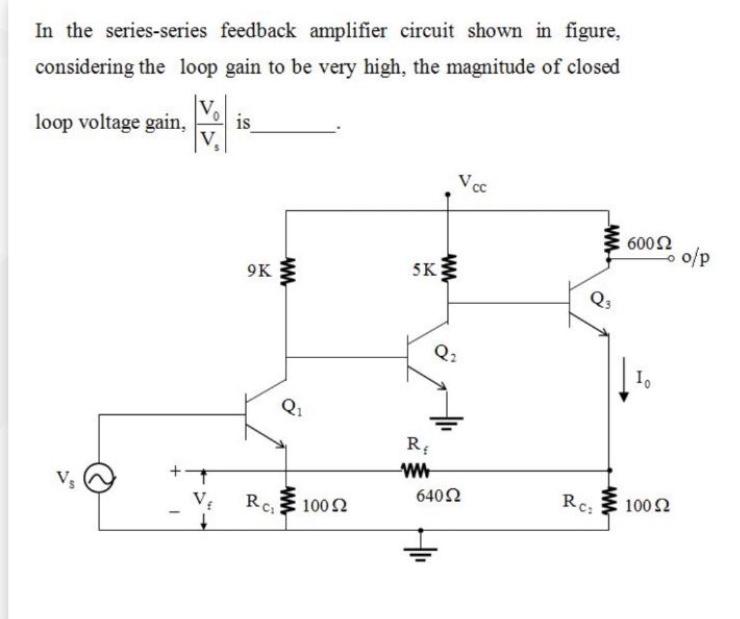 Solved In the series-series feedback amplifier circuit shown | Chegg.com