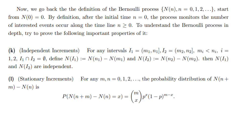 Now, we go back the the definition of the Bernoulli | Chegg.com