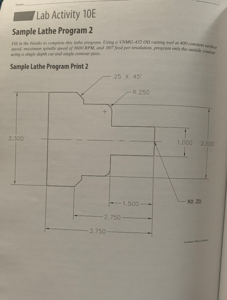 Solved Fill in the blanks to complete this lathe program. | Chegg.com