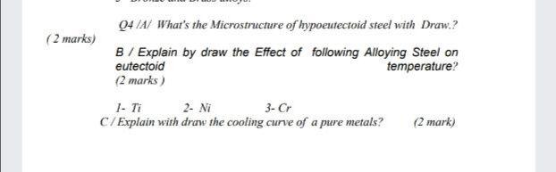 Solved 04 /A/ What's the Microstructure of hypoeutectoid | Chegg.com