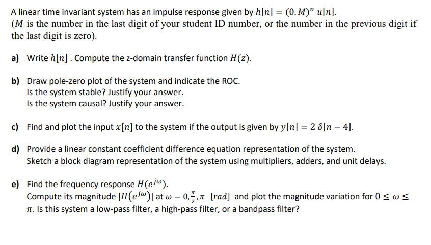 Solved A linear time invariant system has an impulse | Chegg.com