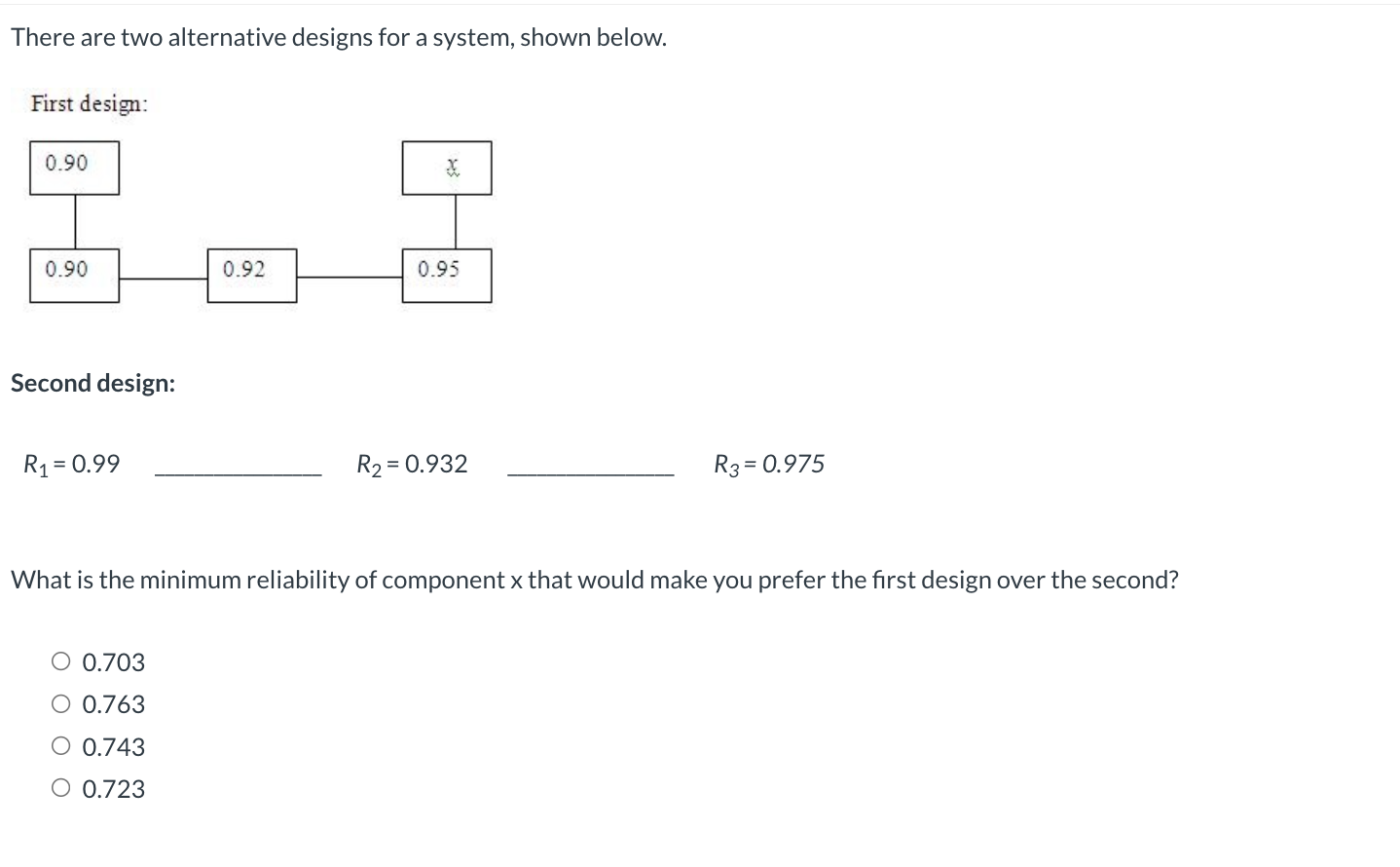 Solved There are two alternative designs for a system, shown | Chegg.com