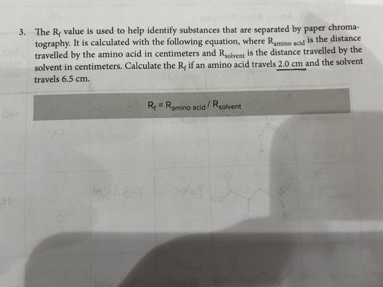 Solved 3. The Rf value is used to help identify substances | Chegg.com