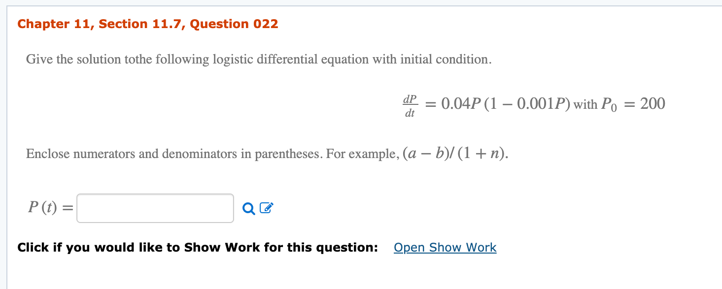 Solved Chapter 11, Section 11.7, Question 022 Give the | Chegg.com