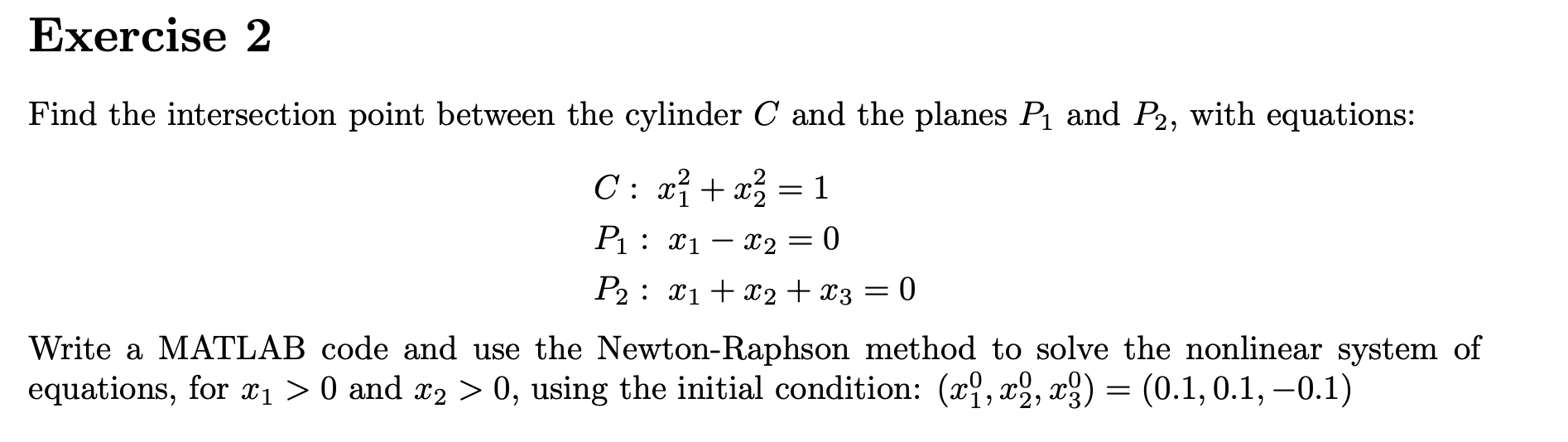 Solved Find the intersection point between the cylinder C | Chegg.com