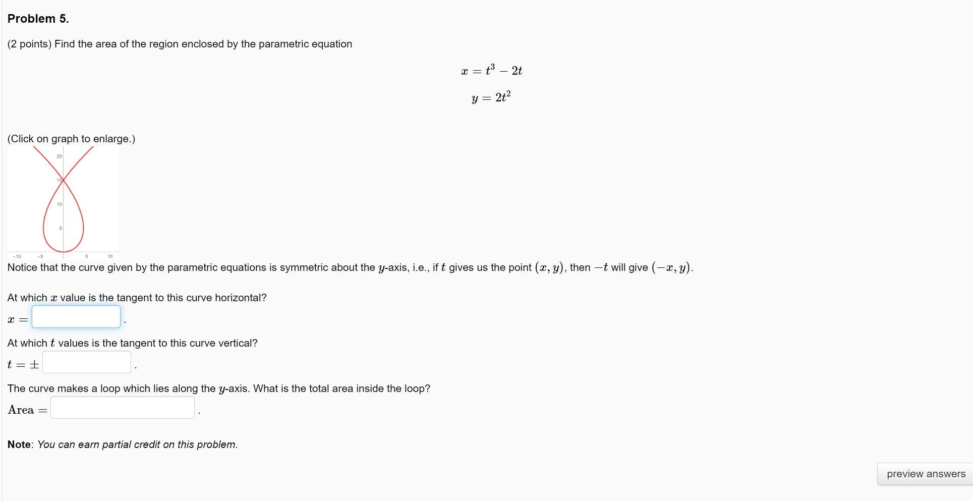 Solved Problem 5. (2 points) Find the area of the region | Chegg.com
