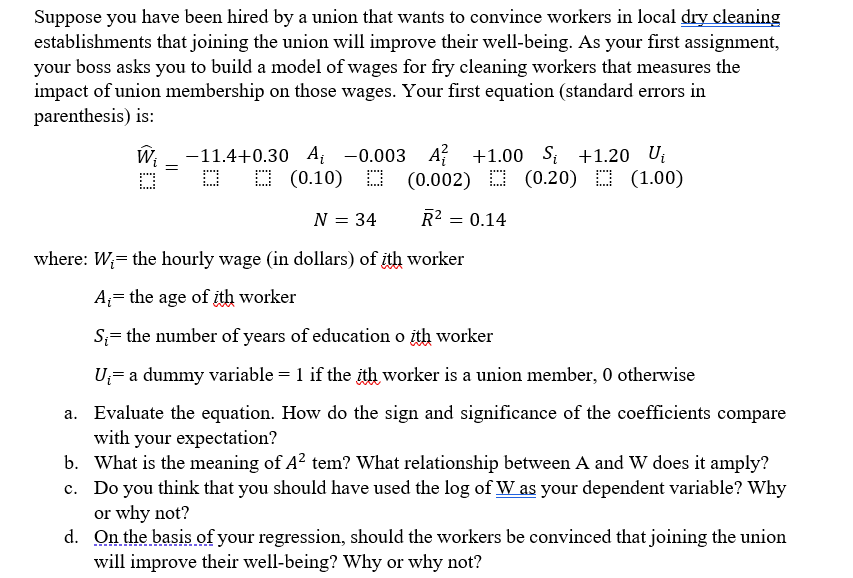 Solved (Subject - Applied Econometrics : Specification of | Chegg.com