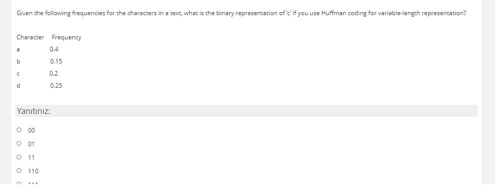 Solved Given the following frequencies for the characters in | Chegg.com
