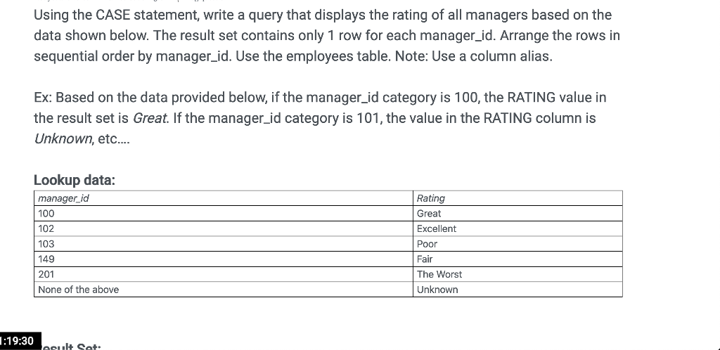 Solved Using the CASE statement, write a query that displays | Chegg.com