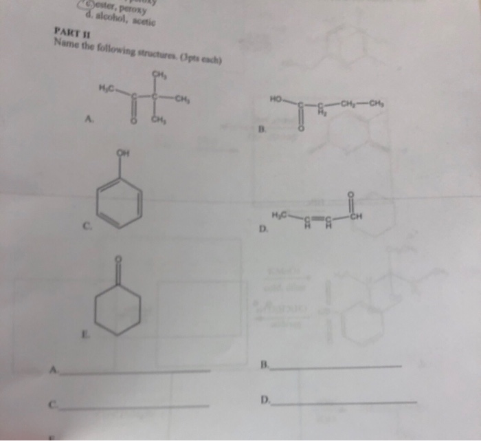 Solved peroxy PART Name the following structures.Opts each) | Chegg.com