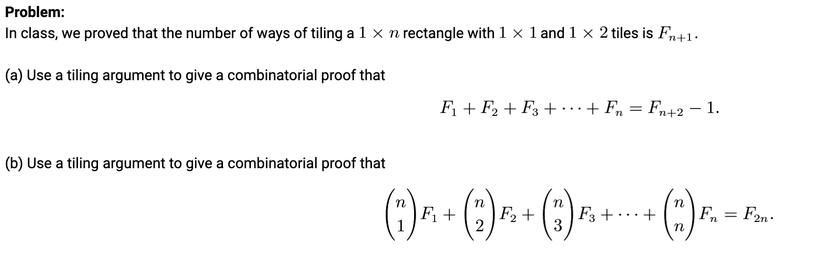 Solved Problem: In class, we proved that the number of ways | Chegg.com