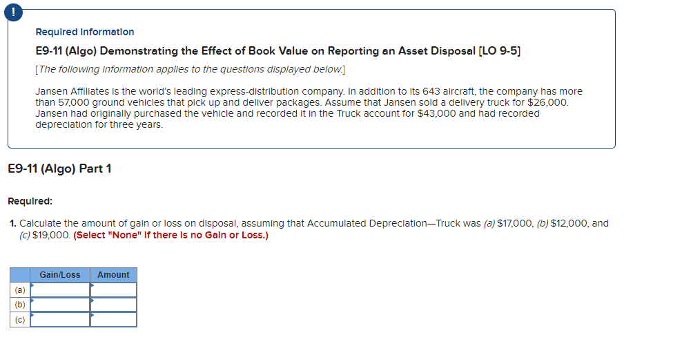 Solved E9-11 (Algo) ﻿Part 1Required:Calculate the amount of | Chegg.com