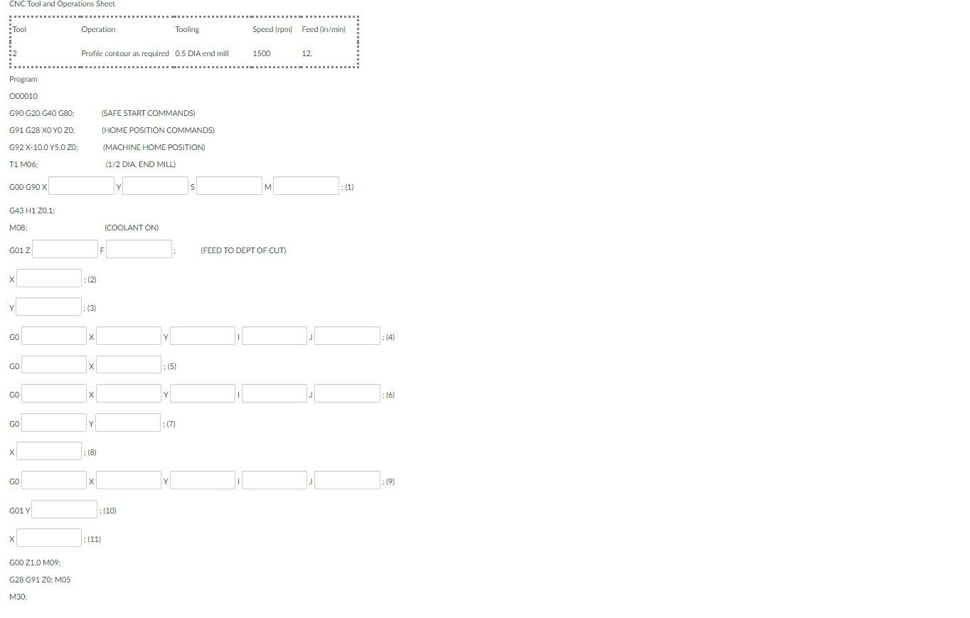 Solved 1.- Write a word address program for milling the | Chegg.com