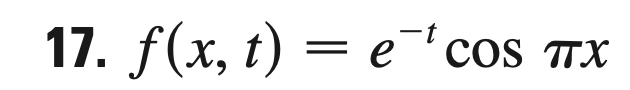 Solved f(x,t)=e-tcosπx ﻿ Find the first partial | Chegg.com
