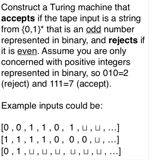 Construct a Turing machine that accepts if the tape | Chegg.com
