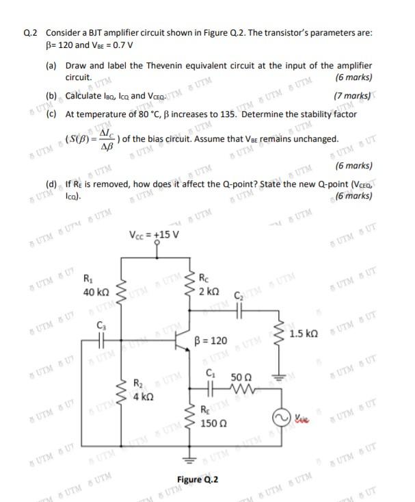 Solved UTM Calculate leo, Ica and VCEO & UTM UTM UTM Q.2 | Chegg.com
