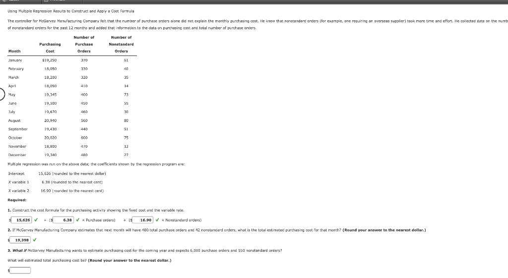Solved Using Multiple Regression Results to Construct and | Chegg.com