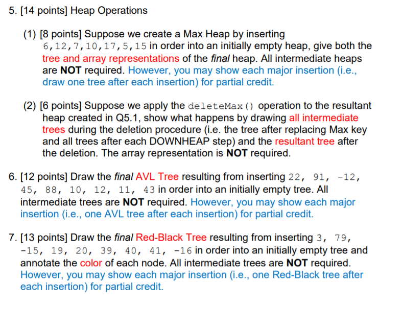Solved 5. (14 points] Heap Operations (1) [8 points] Suppose | Chegg.com