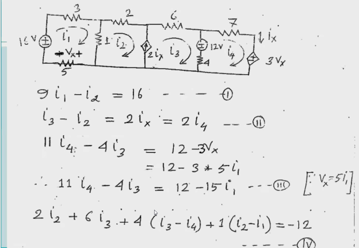 Solved Find Vx Using Mesh Current Analysis Complete The 0838