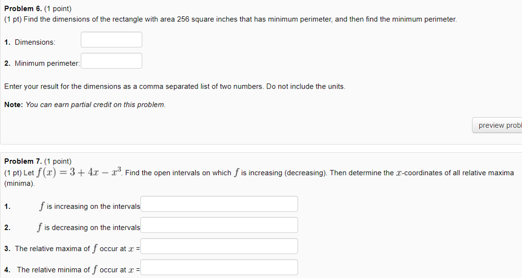 Solved Problem 6. (1 point) (1 pt) Find the dimensions of | Chegg.com