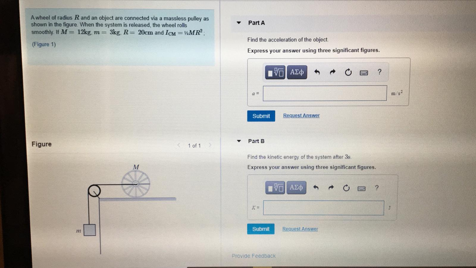 Solved Part A A wheel of radius R and an object are | Chegg.com