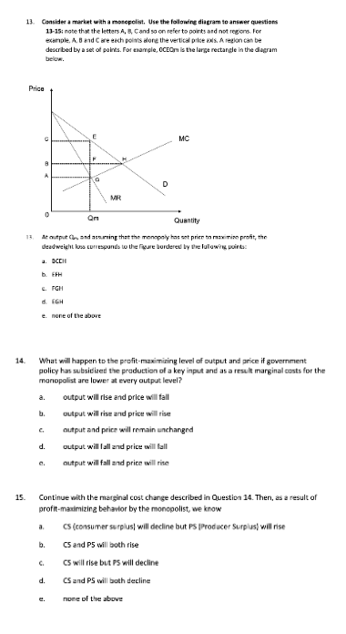 Solved Consider a market with a monopolist. Use the | Chegg.com