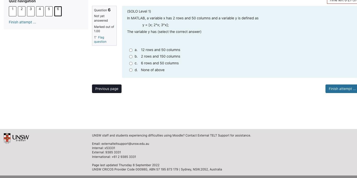 (SOLO Level 1) In MATLAB, a variable x has 2 rows and | Chegg.com