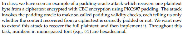 Solved In class, we have seen an example of a padding-oracle | Chegg.com