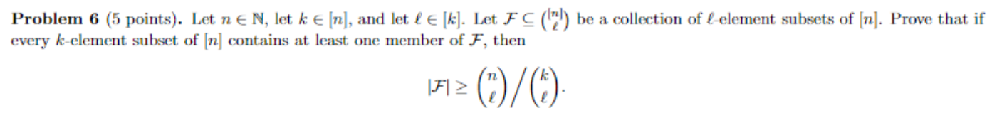 Solved Problem 6 (5 points). Let n∈N, let k∈[n], and let | Chegg.com