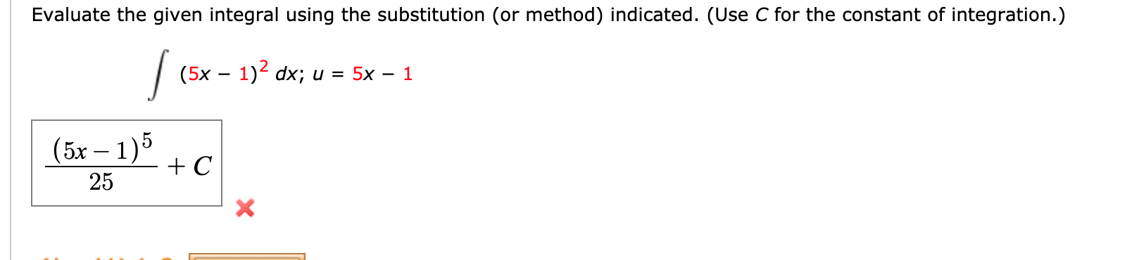Solved Evaluate the given integral using the substitution | Chegg.com