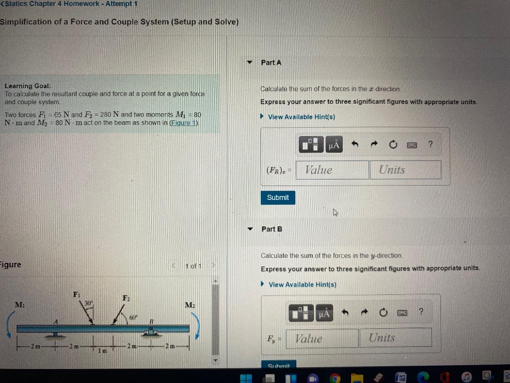 Solved (Statics Chapter 4 Homework - Attempt 1 | Chegg.com