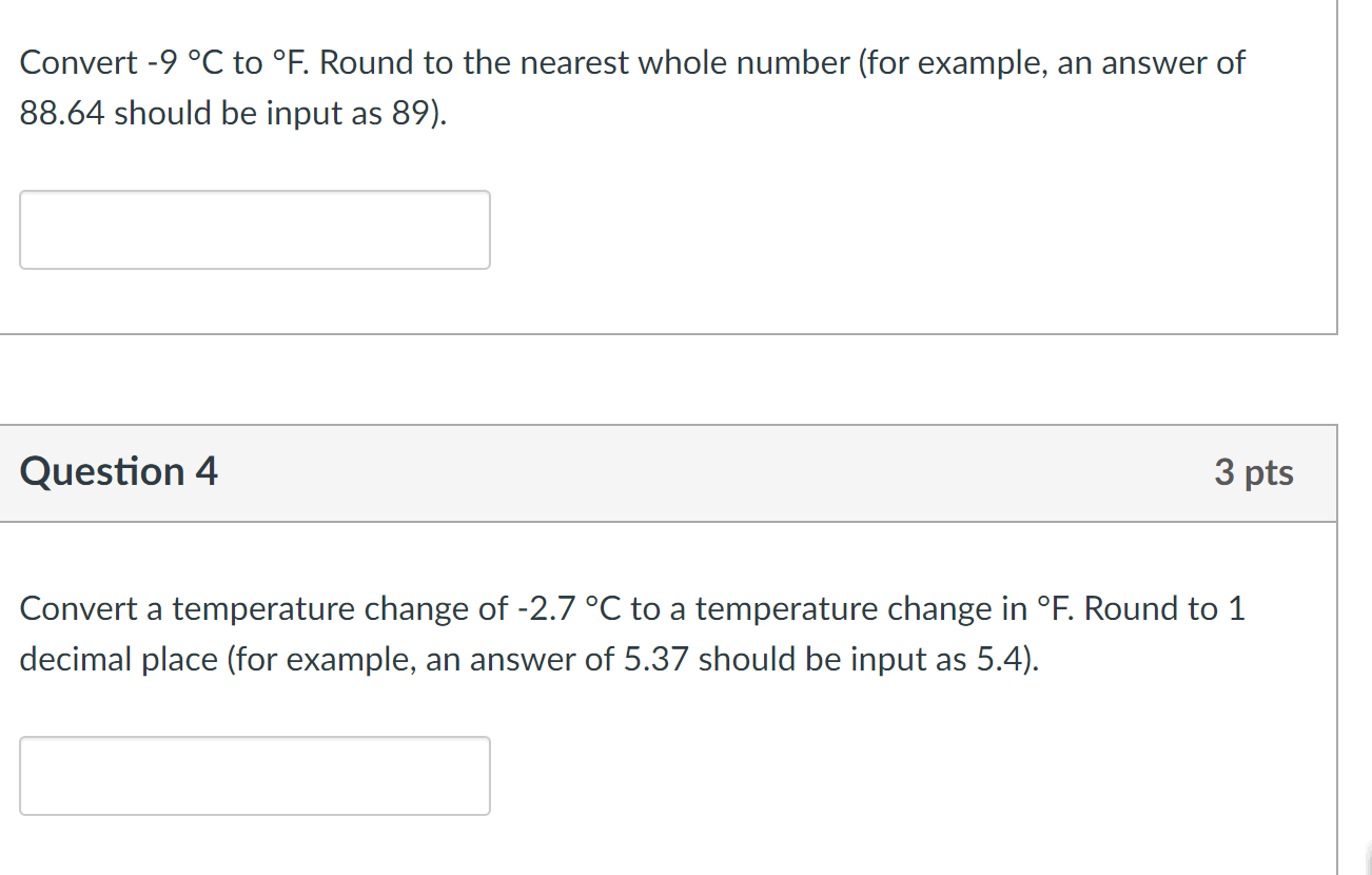 Solved Convert -9 °C to °F. Round to the nearest whole | Chegg.com