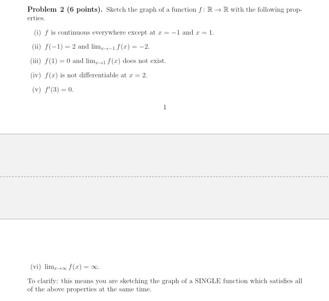 Solved Problem 2 (6 points). Sketch the graph of a function | Chegg.com