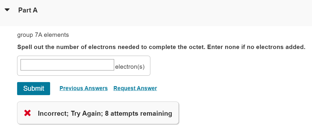 Solved group 7A elements Spell out the number of electrons | Chegg.com