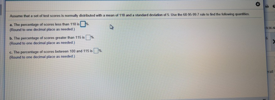 Solved Assume that a set of test scores is normally | Chegg.com