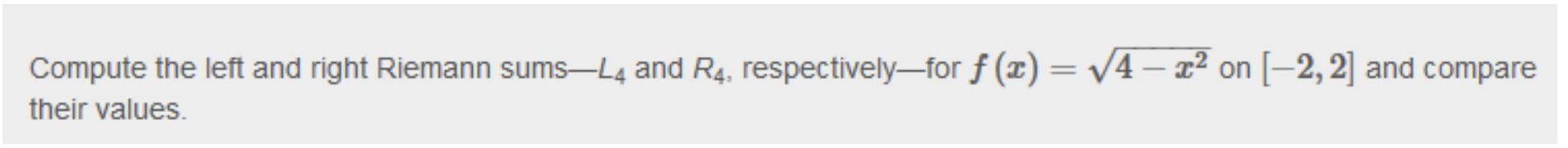 Solved = Compute the left and right Riemann sums—L4 and R4, | Chegg.com
