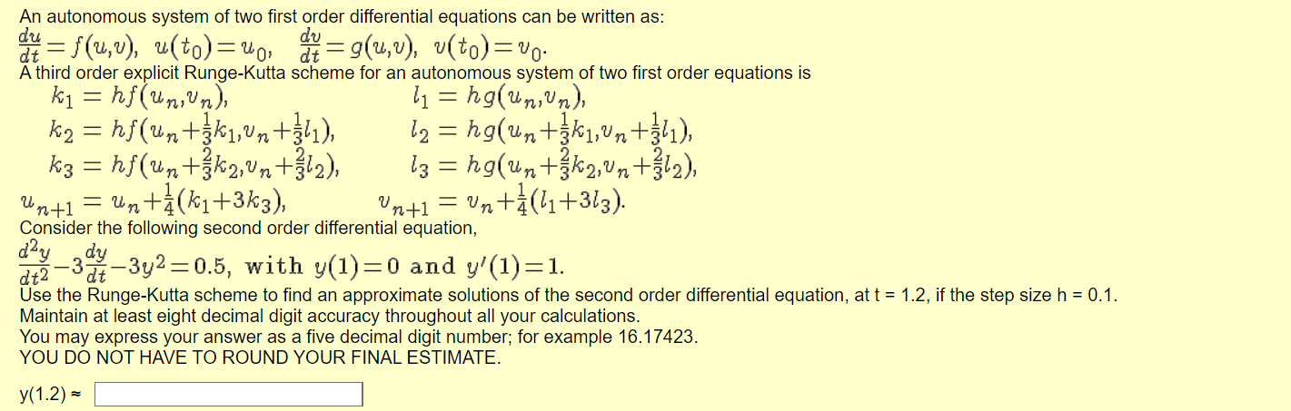Solved An autonomous system of two first order differential | Chegg.com