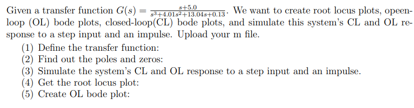 Given a transfer function | Chegg.com