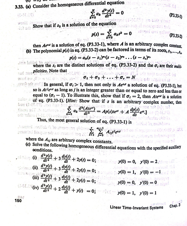 Solved 3.33. (a) Consider the homogeneous differential | Chegg.com