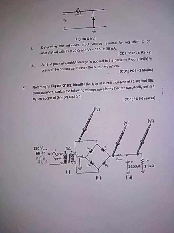 Solved Figure Q1(b) Determine the minimum input voltage | Chegg.com