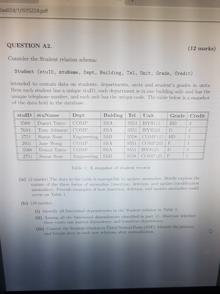 QUESTION A1. (7 marks) Consider the Excelsior | Chegg.com