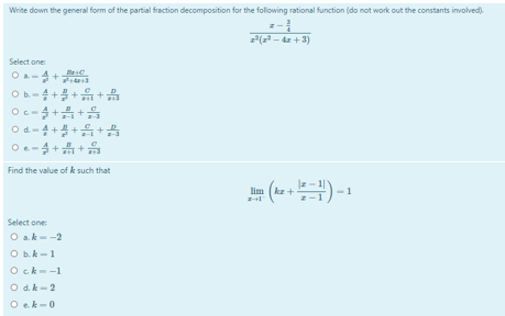 Solved Write down the general form of the partial fraction | Chegg.com