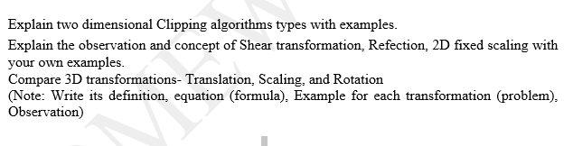 Solved Explain two dimensional Clipping algorithms types | Chegg.com