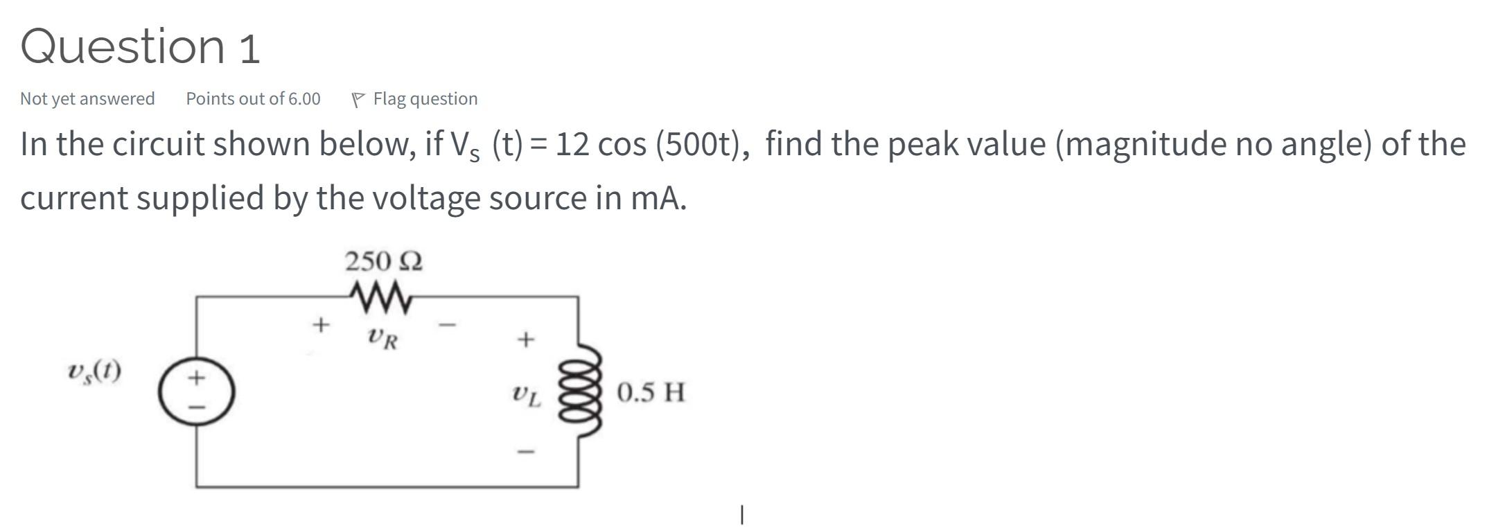 Solved In the circuit shown below, if Vs (t) = 12 cos | Chegg.com