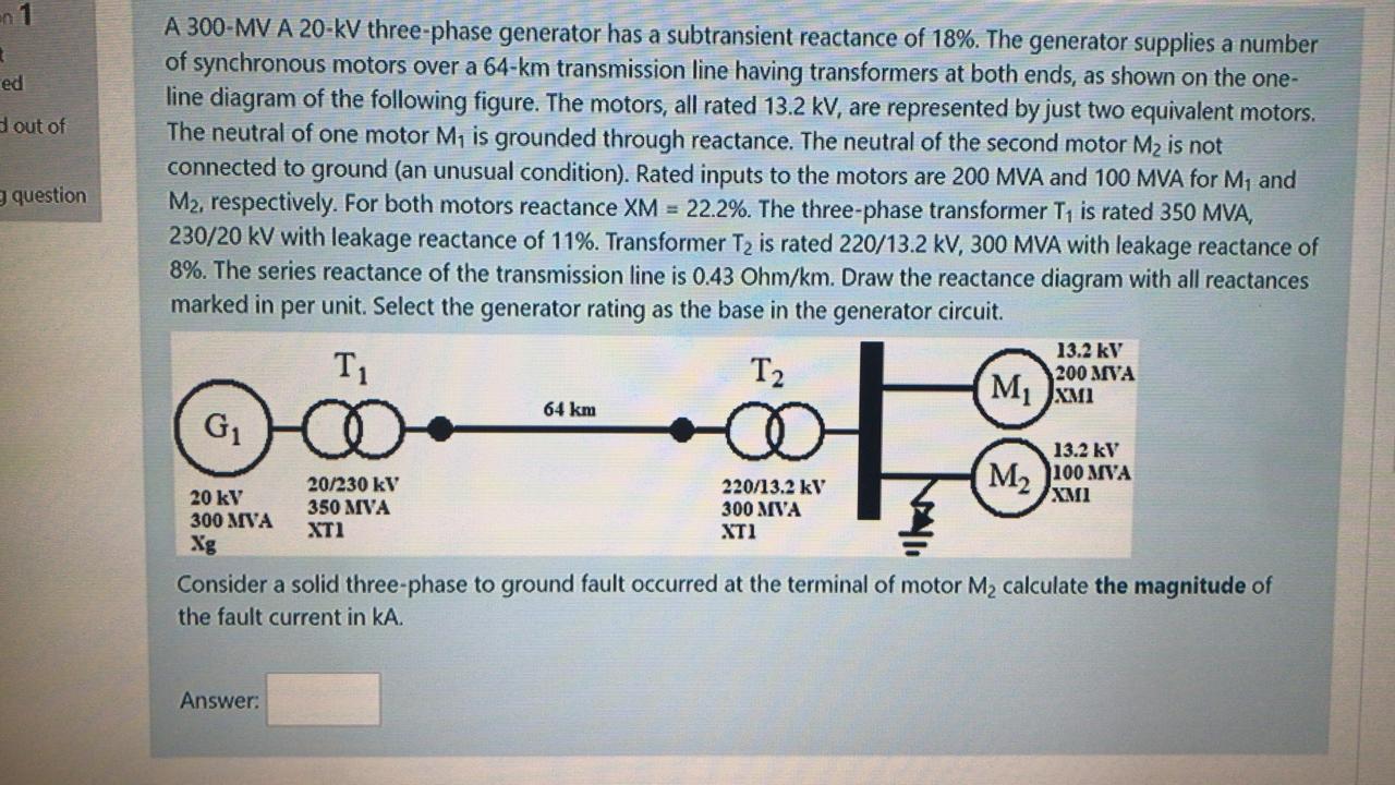 Solved En 1 Ed Out Of Question A 300 Mv A 20 Kv Three Phase