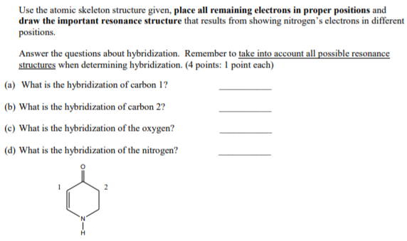 Solved Use the atomic skeleton structure given, place all | Chegg.com